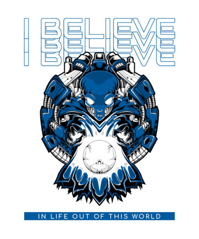 Placeit - T-Shirt Design Template with a Sci-Fi Alien Illustration