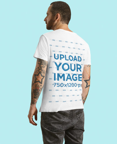 Placeit - Back-View Tee Mockup of a Man with an Arm Tattoo Working Outdoors