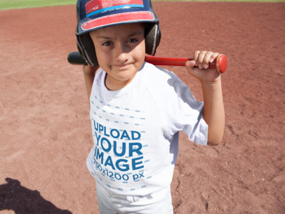 Placeit - Baseball Uniform Designer - Kid with Helmet and Bat Wearing a ...
