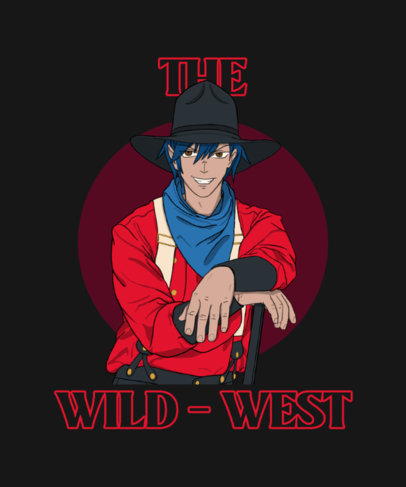 Placeit - T-Shirt Design Template Featuring a Smiling Cowboy Character
