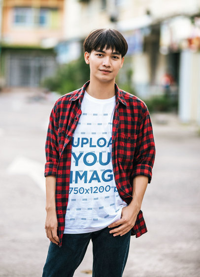 Placeit - T-Shirt Mockup Featuring an LGBT Couple of Two Men Posing by ...