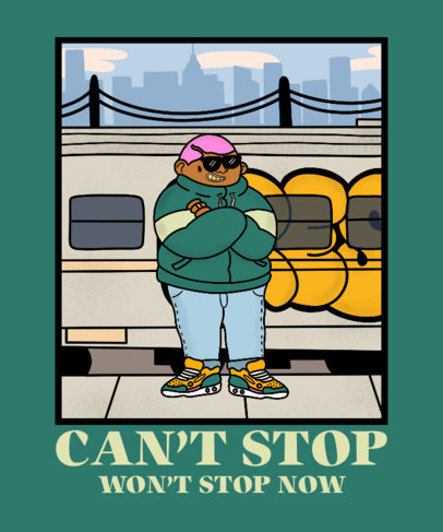 Placeit - T-Shirt Design Template Featuring a Hip-Hop-Inspired Illustration