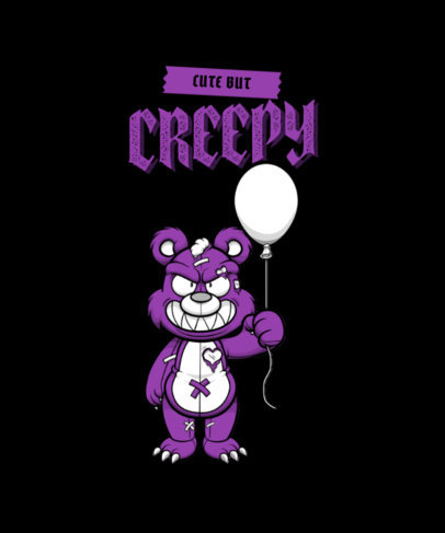 Placeit - T-Shirt Design Template with a Psycho Teddy Bear Character