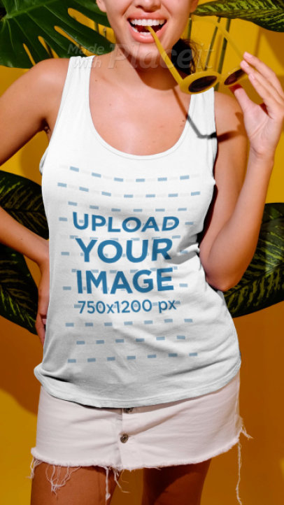 Placeit - Tank Top Video of a Woman Posing in a Summer Outfit by Palm ...