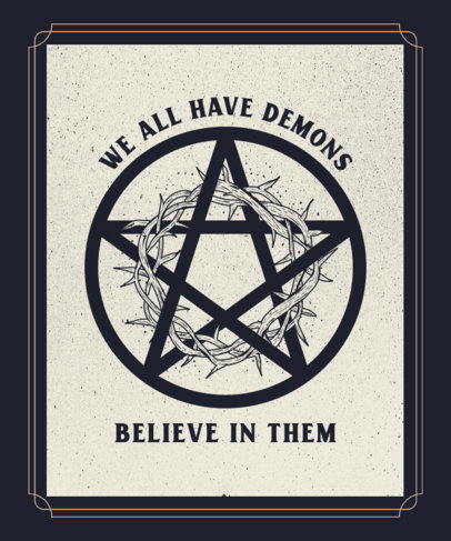 Placeit - T-Shirt Design Template Featuring a Pentagram and Cobweb