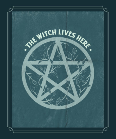 Placeit - T-Shirt Design Template Featuring a Pentagram and Cobweb