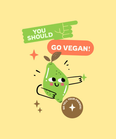 Placeit - T-Shirt Design Template With a Vegan Theme and Fruit Graphics