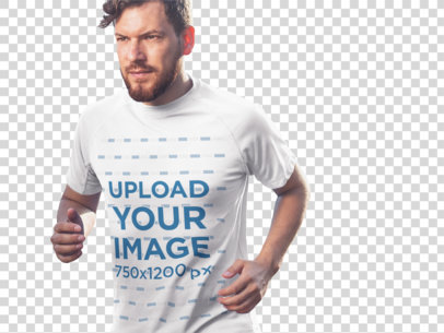 Placeit - Sports T-Shirt Mockup of a Man Running Near Some Train Tracks