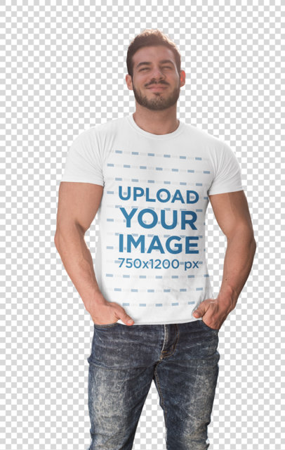 Placeit - T-Shirt Mockup Featuring a Muscular Man with His Hands in His ...