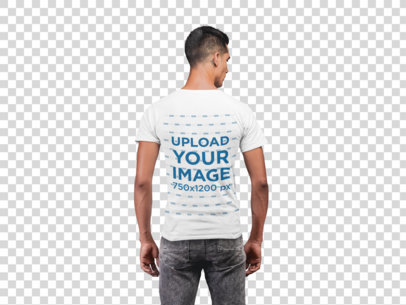 Placeit - Transparent Back View T-Shirt Mockup of a Thin Man Against a ...