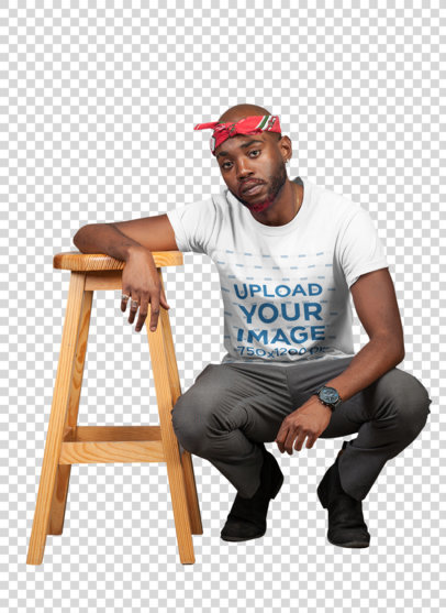 Placeit - Transparent V-Neck Tee Mockup of a Trendy Man in a Proud Pose