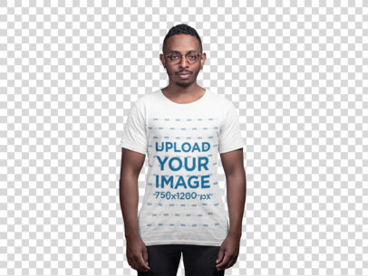 Placeit - Transparent T-Shirt Mockup of a Man with Sideburns and Glasses