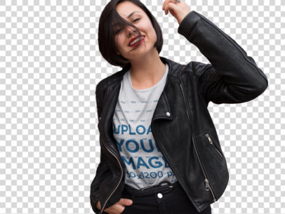 Placeit - T-Shirt Mockup of an Edgy Woman Smiling to the Camera