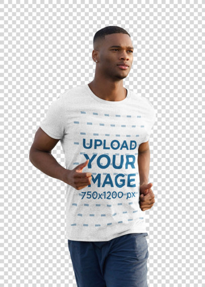 Placeit - Heathered T-Shirt Mockup Featuring a Young Man Jogging