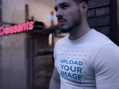 Placeit - Transparent Selfie of a Buff Dude Wearing a T-Shirt Mockup