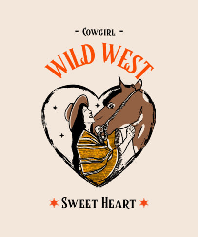 Placeit - Western T-Shirt Design Template with an Illustrated Cowgirl