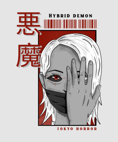 Placeit - T-Shirt Design Template Featuring Tokyo Ghoul-Inspired Characters