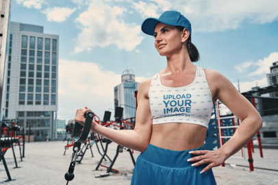 Placeit - Sports Bra Mockup Featuring an Athletic Woman With a Hand on ...