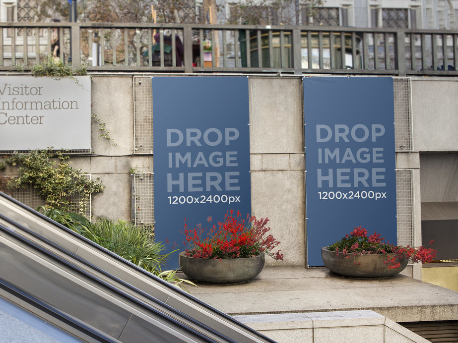 Placeit - Print Advertisement Mockup, Two Ads on a Wall