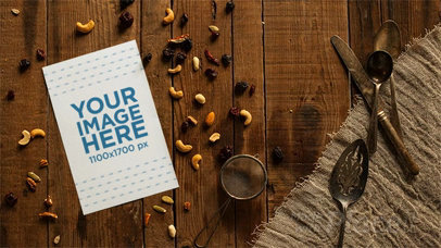 Placeit - Stop Motion of a Flyer Lying on a Table While Fruits and Ice ...