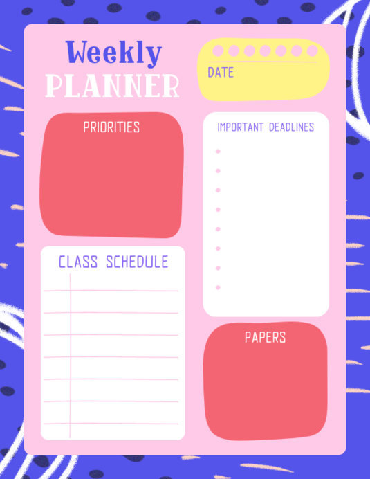 Placeit - Weekly Planner Template Featuring a Colorful Layout and ...