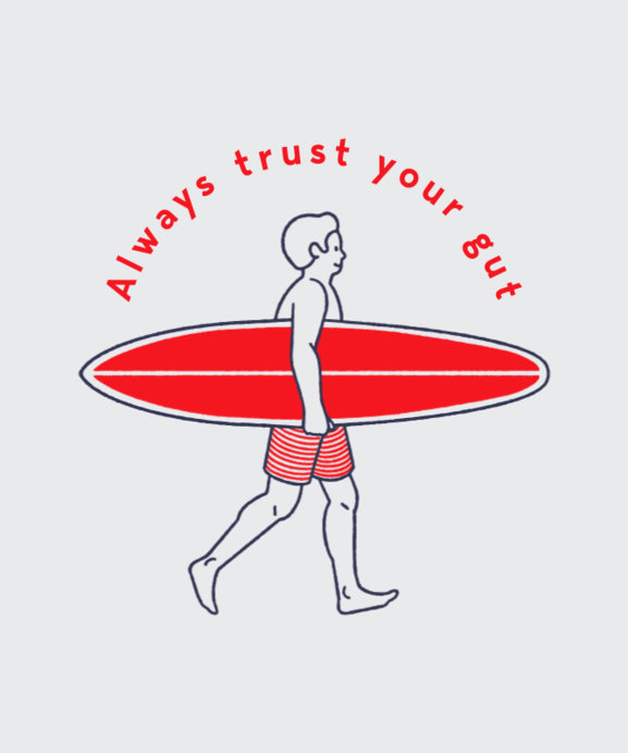 Placeit - T-Shirt Design Creator With a Chill Surfer Walking While ...