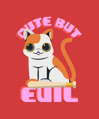 Placeit - T-Shirt Design Maker Featuring a Vile Cat with a Threatening ...