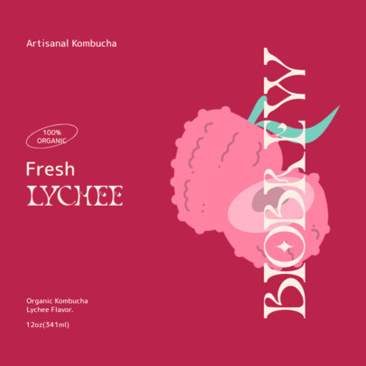 Placeit - Back Label Design Creator for an Artisanal Lychee Kombucha