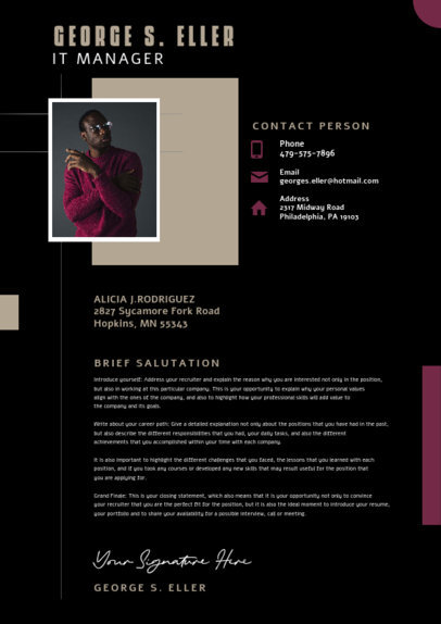 Placeit - LinkedIn Cover Letter Template for a Fashion Designer Role