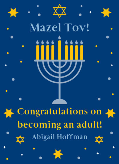 Placeit - Greeting Card Template for a Bar Mitzvah with a Torah Graphic