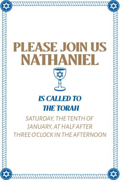 Placeit - Jewish-Themed Invitation Design Template for a Bar-Mitzvah Event