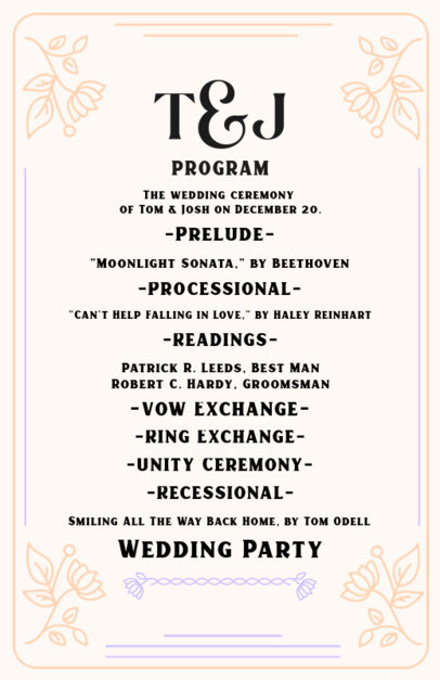 Placeit - Wedding Program Maker Featuring a Minimalist Frame