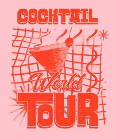 Placeit - Front T-Shirt Design Template with Foodies' World Tour-Style ...