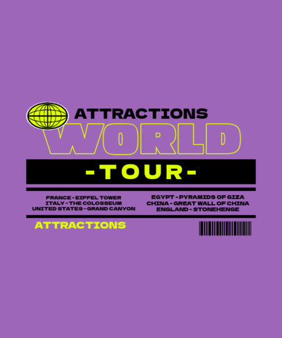 Placeit - T-Shirt Design Generator for a Music World Tour