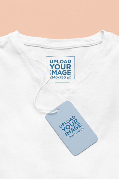 Placeit - Mockup of a Brand Tag Hanging From a T-Shirt