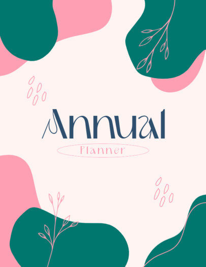 Placeit - Planner Cover Design Template Featuring Botanic Doodles