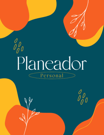 Placeit - Planner Cover Design Template Featuring Botanic Doodles