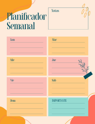 Placeit - Planner Template Featuring Colorful Graphics and a Floral Theme