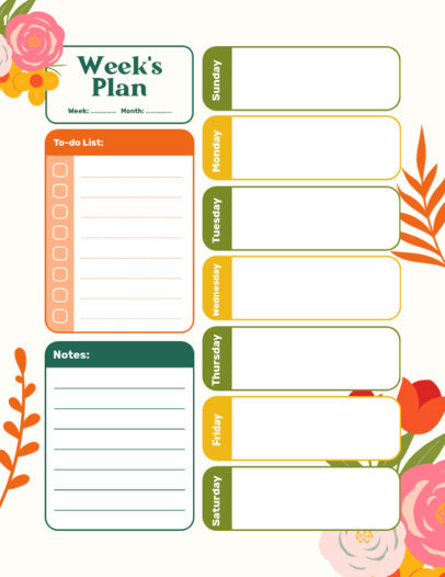 Placeit - Colorful Planner Cover Maker Featuring a Floral Style
