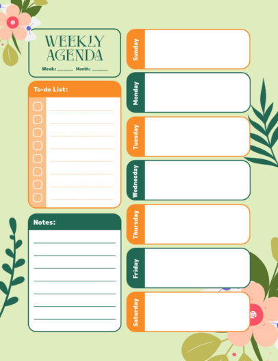 Placeit - Floral-Themed Planner Generator With a Cute Colorful Style