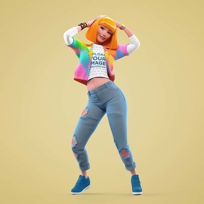 Placeit - Mockup of an AI-Generated Woman Wearing a Crop Top in a ...