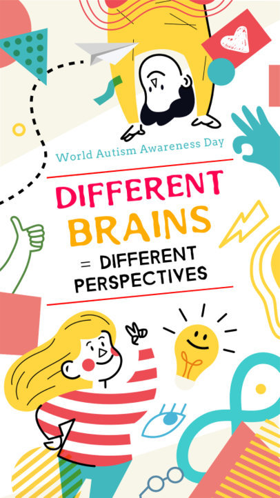 Placeit - Doodle-Themed Instagram Story Template for Autism Awareness