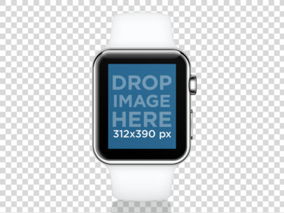 Placeit - Mockup of a White Apple Watch with a Transparent Background