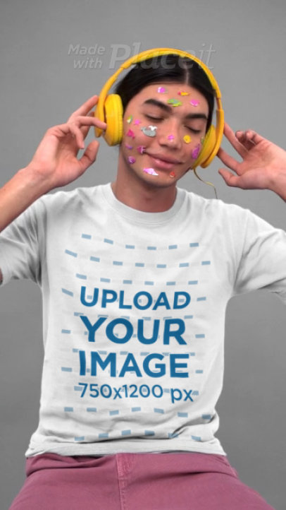 Placeit - Video of a Man with Face Stickers Carrying a Tote Bag