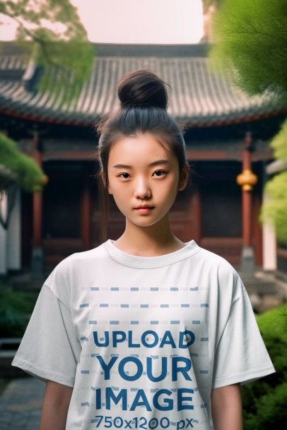 Placeit - T-Shirt Mockup Featuring an AI-Generated Teenage Girl ...