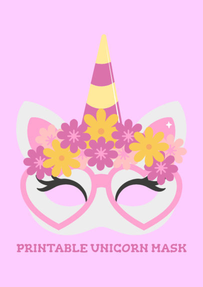Placeit - Party Printable Mask Template Featuring a Unicorn for a Child ...