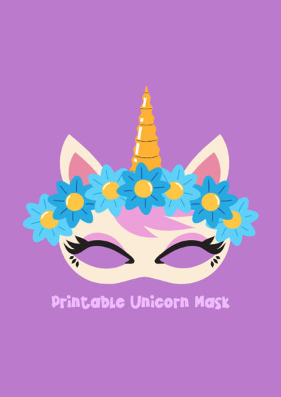 Placeit - Party Printable Mask Template Featuring a Unicorn for a Child ...