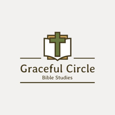 Placeit - Bible Study Club Logo Maker Featuring a Christian Cross Graphic