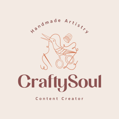 Placeit - Art Supplies Logo Maker Featuring a Heart-Shaped Yarn Thread