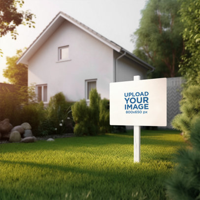 Placeit - Mockup of an AI-Generated Sign Placed on a Home's Yard